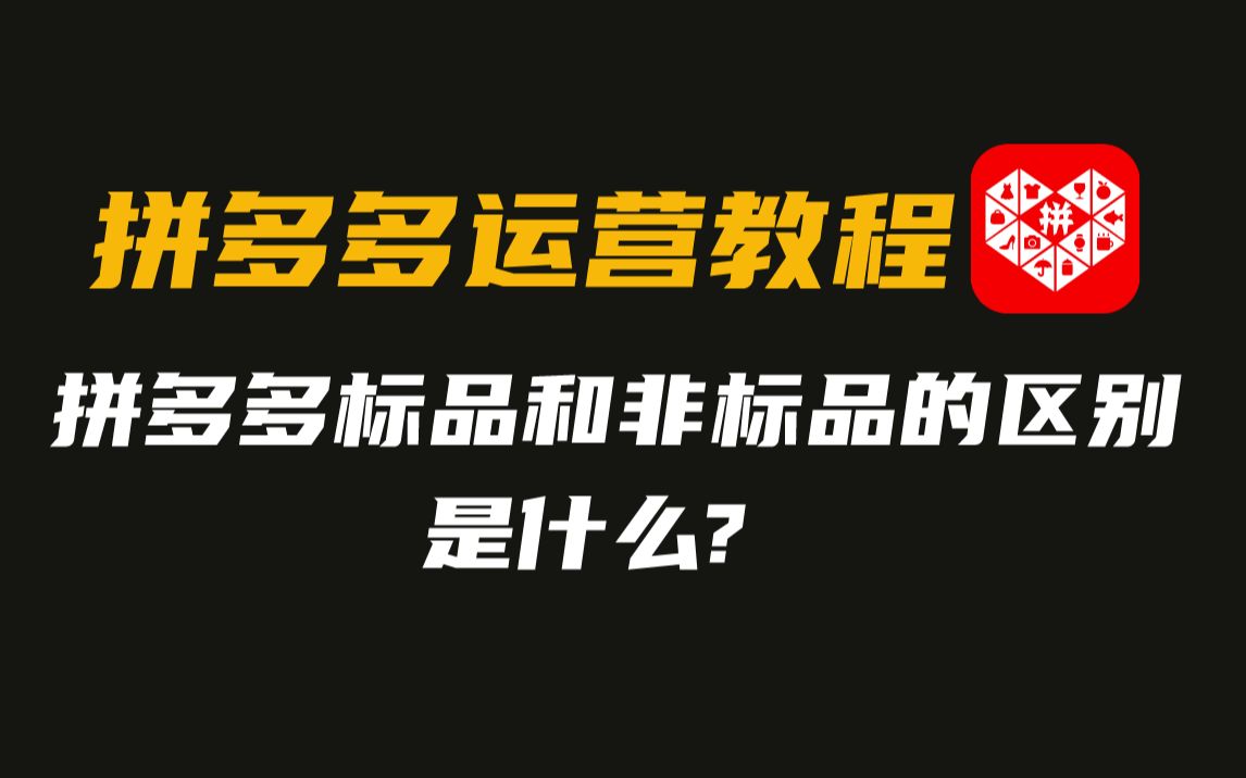 第18节: 拼多多标品和非标品的区别是什么? 运营思路分享