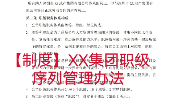 【制度】XX集团职级序列管理办法