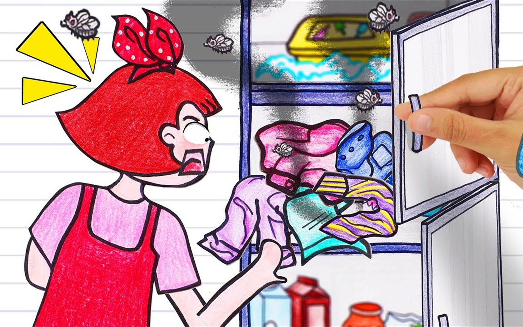 趣味定格动画:小美和大大打扫完卫生后,结果发现被骗了!