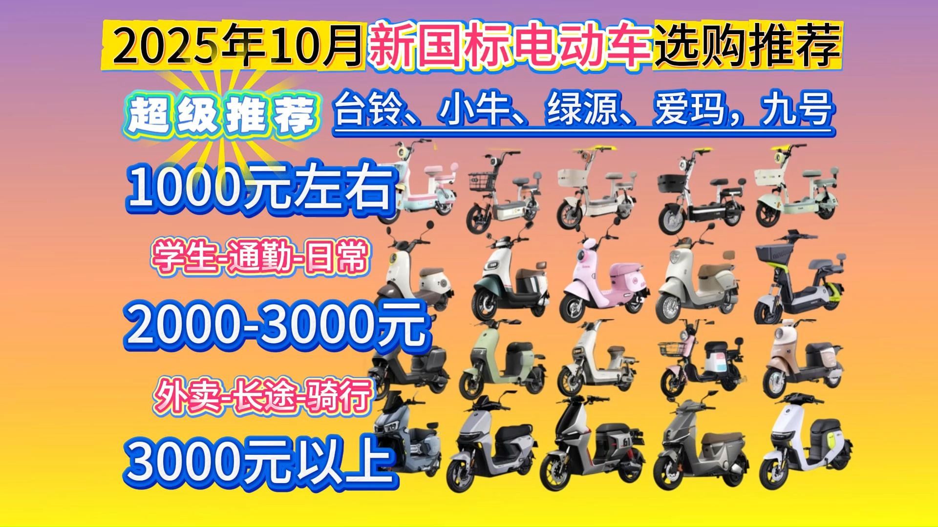 【新国标电动车推荐】2025年10月性价比电动车选购指南,接娃买菜-...