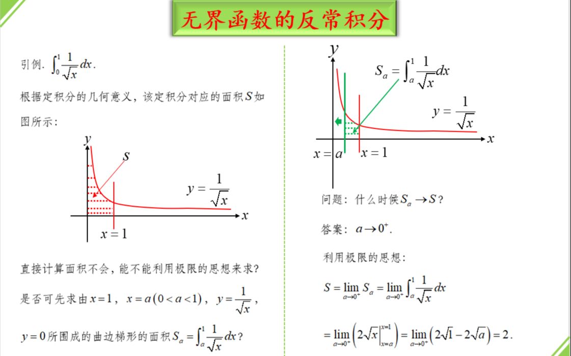 76.定积分:无界函数的反常积分(1)