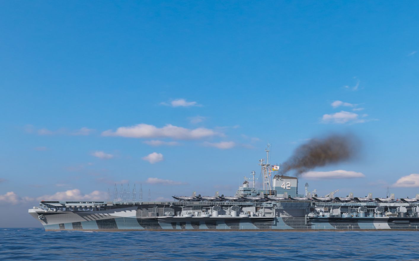 战舰世界亚服0.9.9。富兰克林罗斯福号航母打法参考,战列舰的噩梦。