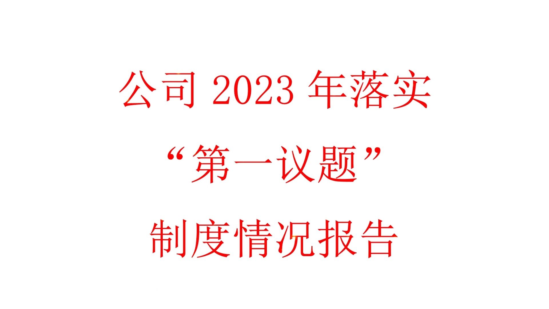 公司2023年落实“第一议题”制度情况报告