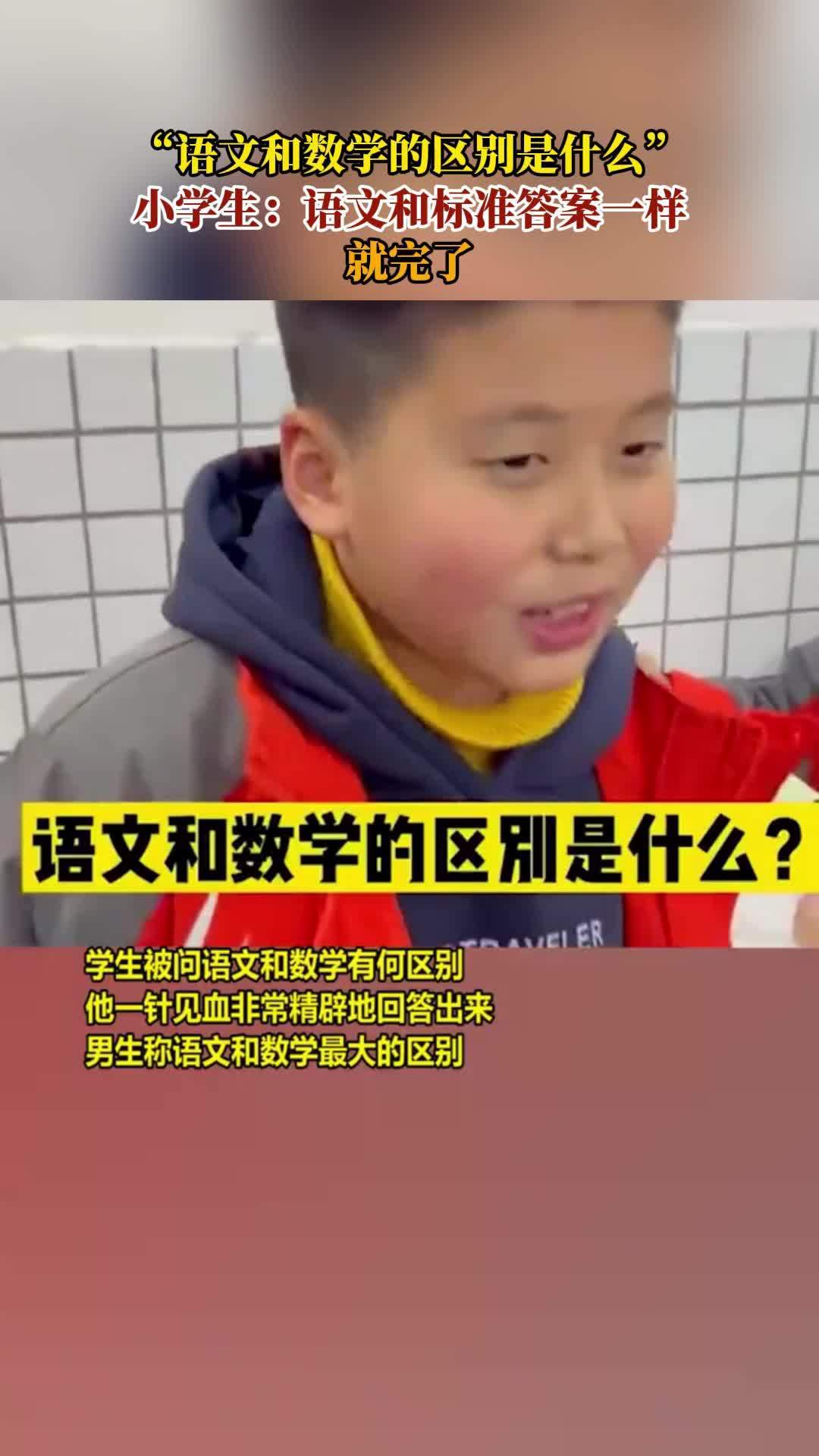 "语文和数学的区别是什么",小学生:语文和标准答案一样就完了