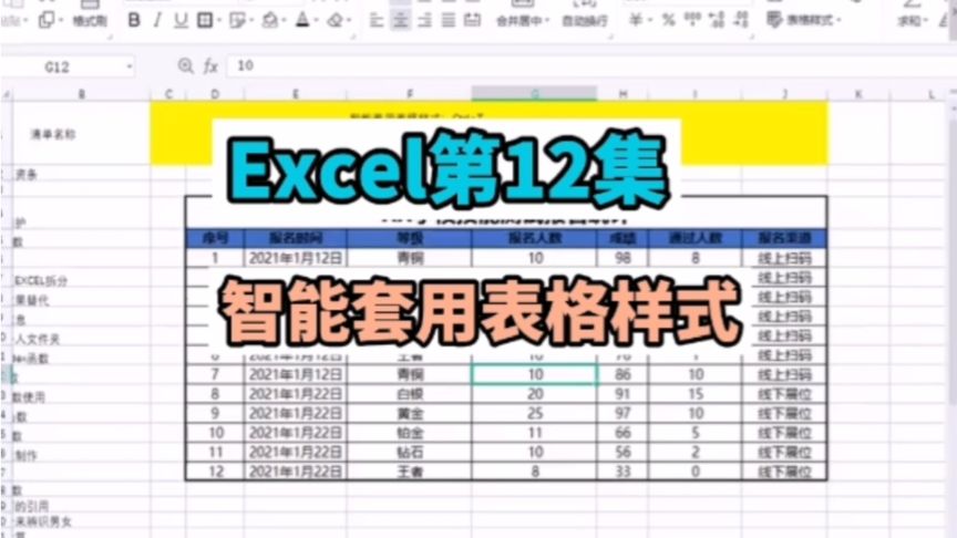 Excel第1 2集:智能套用表格样式Ctrl+E