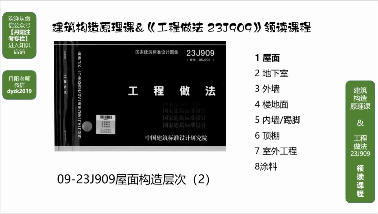 建筑构造原理课&《工程做法 23J909》领读课程-09-23J909屋面构造...