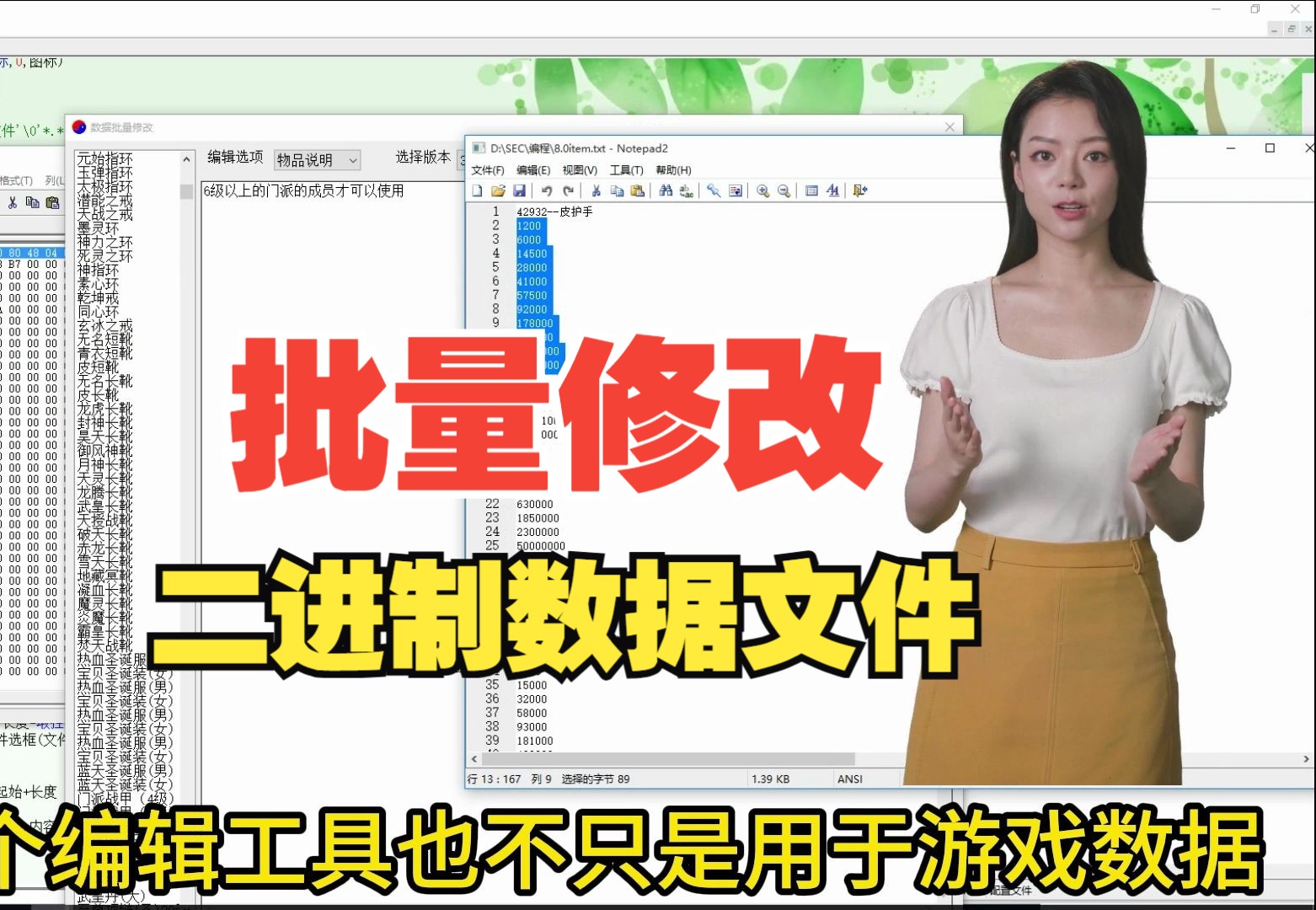 超简代码实现全能型通用二进制数据批量编辑工具开发