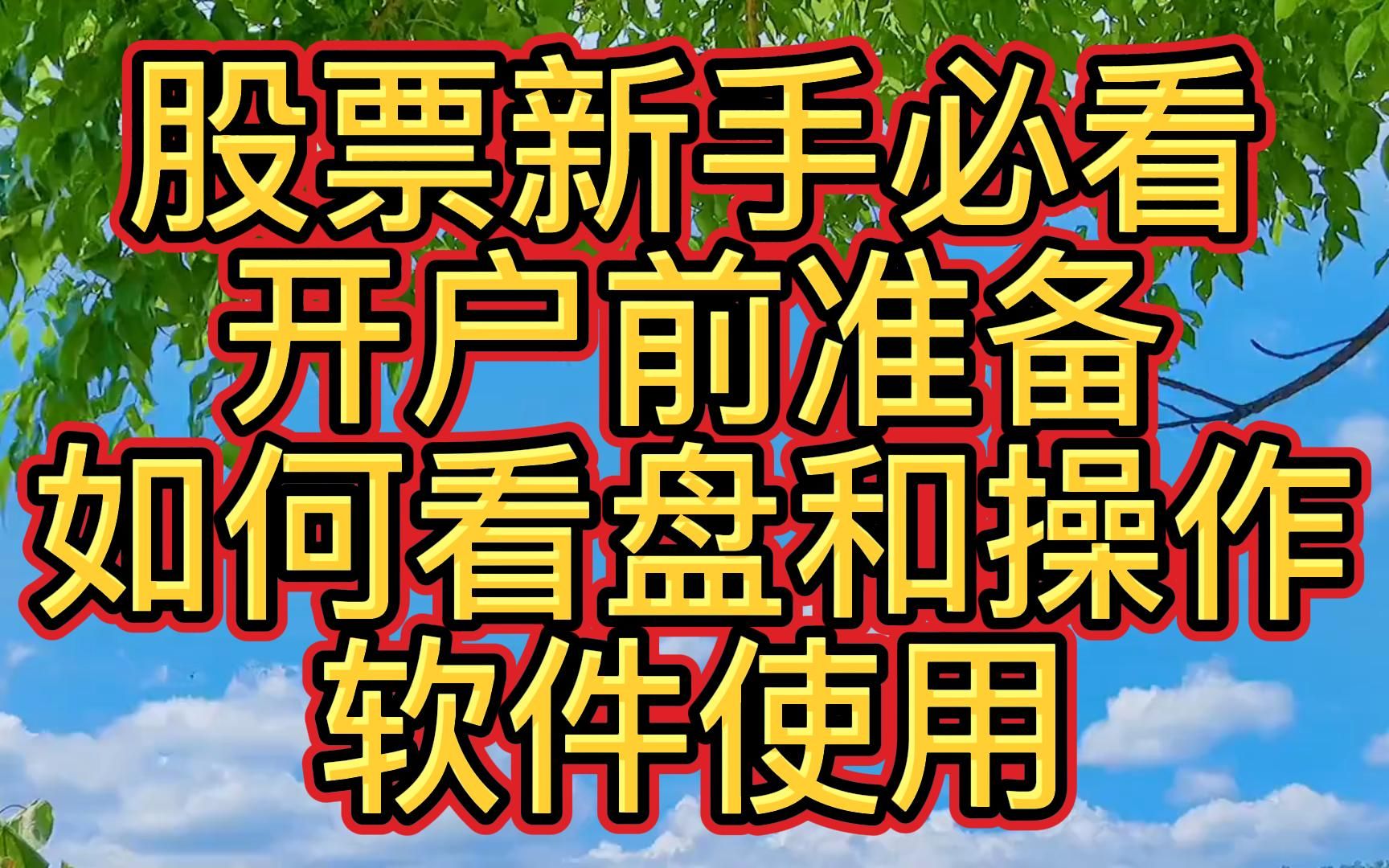 股票新手必看,开户前准备,如何看盘和操作,软件使用