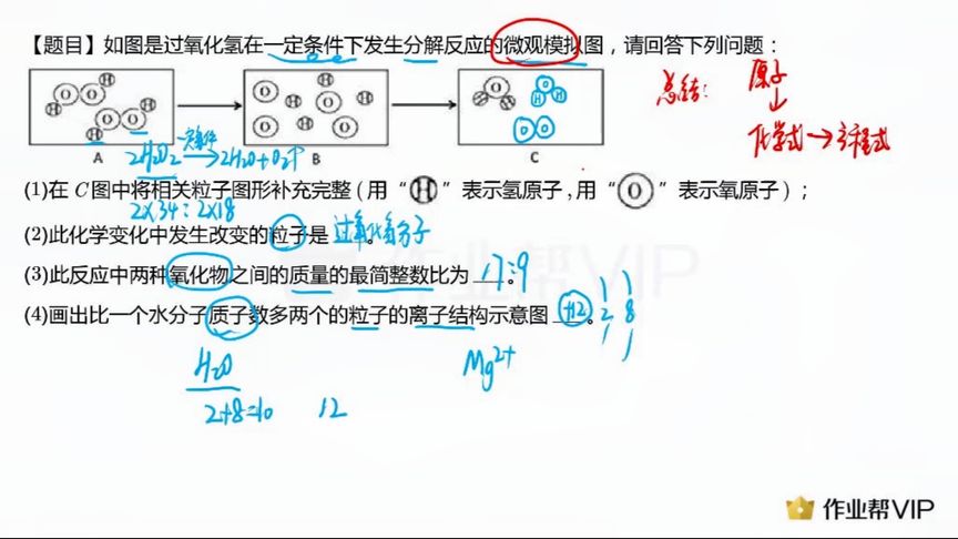 初三化学中考必备知识《过氧化氢分解的微观示意图》