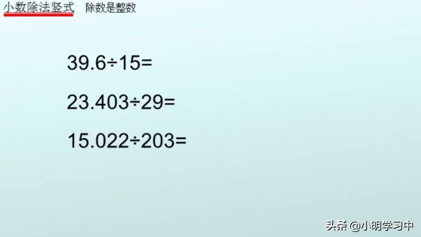 小数除法竖式 除数是整数