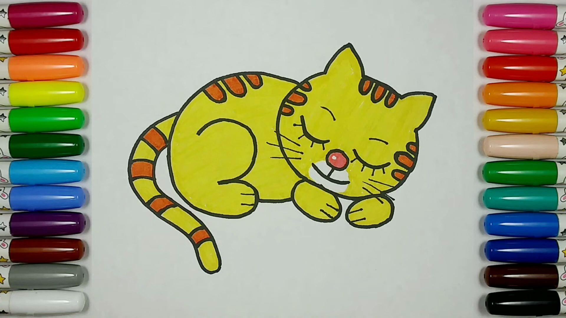 【儿童简笔画教程】画一个爱睡觉的小猫:甜蜜的懒猫时光!