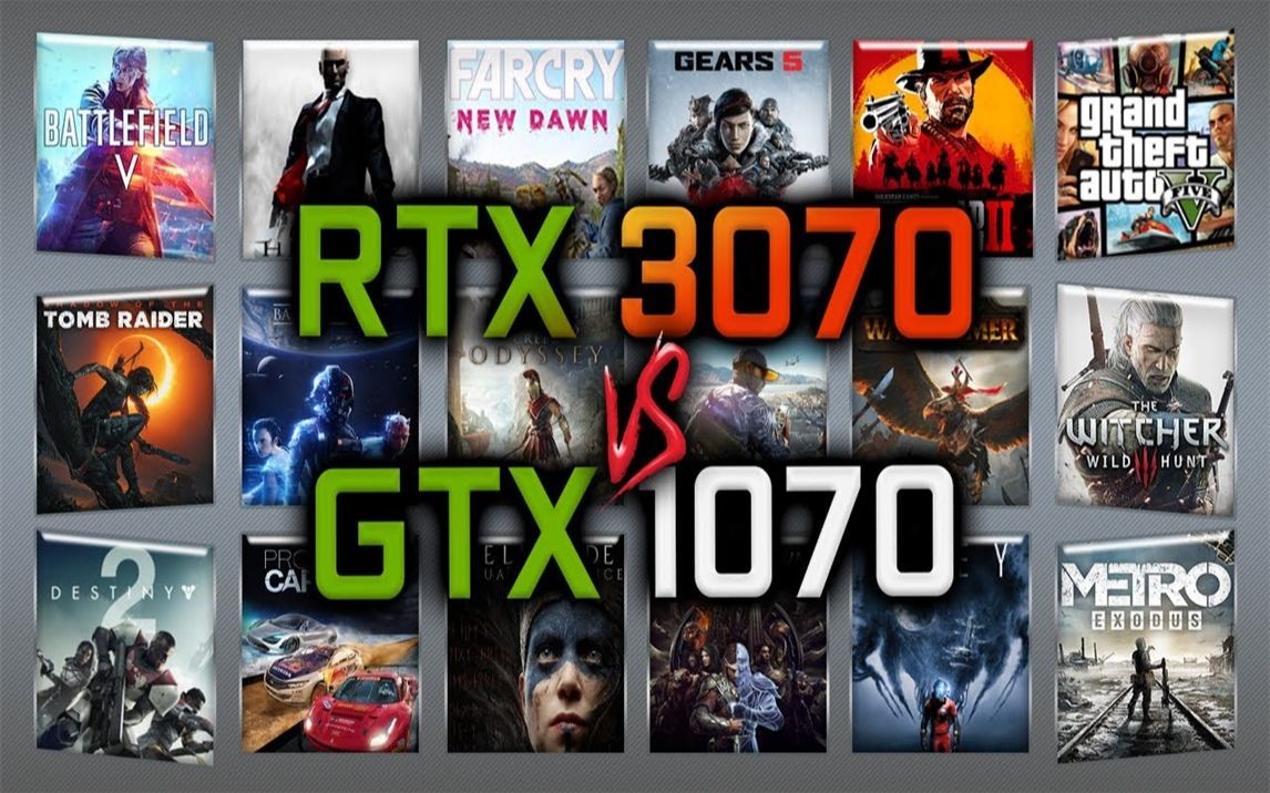 RTX 3070 vs GTX 1070 显卡游戏性能测试对比(1440P分辨率,CPU为...