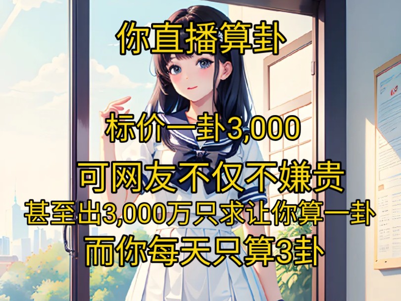 你直播算卦,标价一卦3,000,可网友不仅不嫌贵,甚至出3,000万,只求让你...