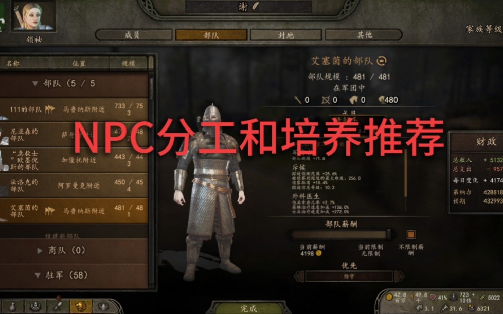 骑马与砍杀2新手教程3:NPC的分工和培养