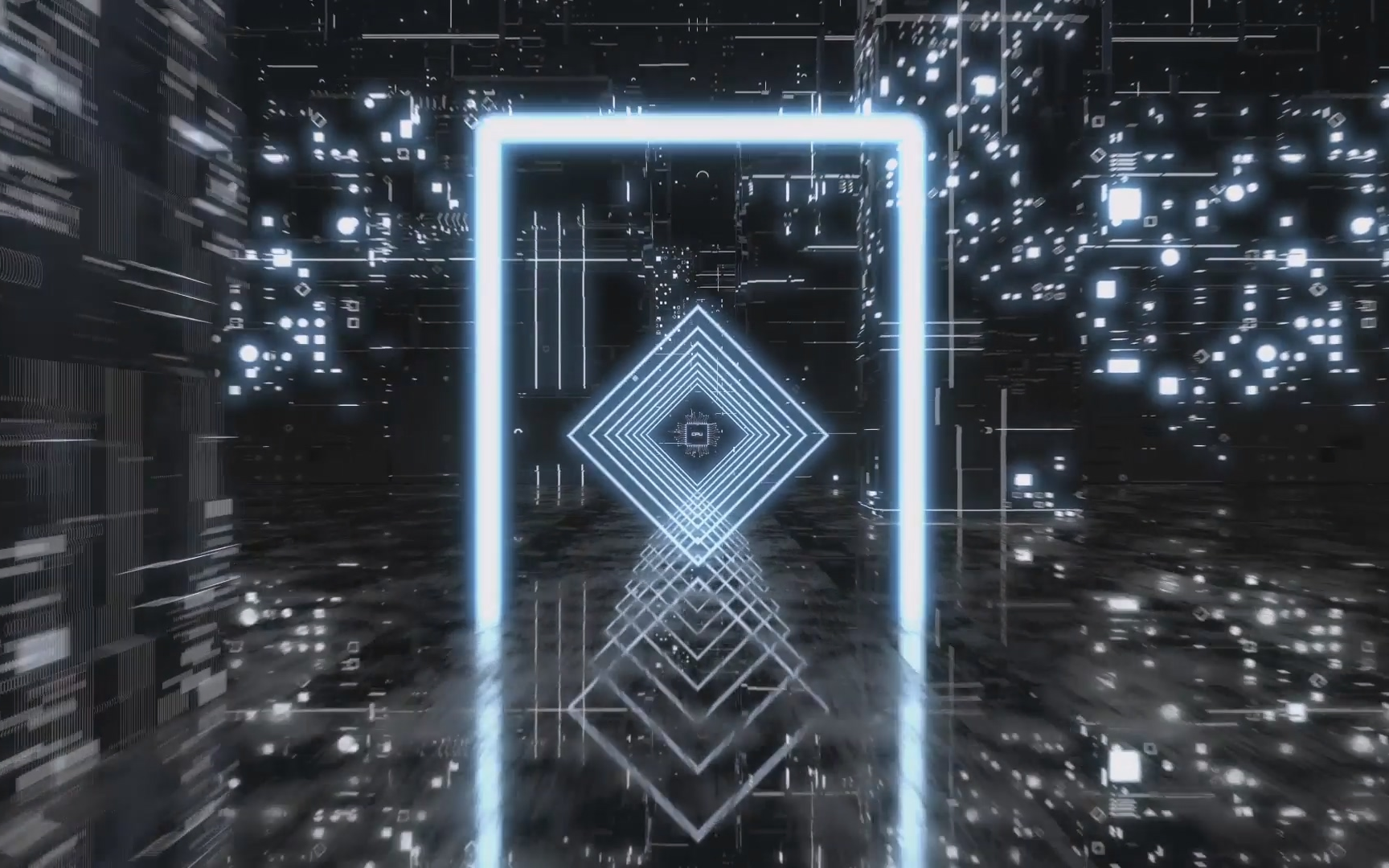 AE高科技城市模板-未来之城Neom 科技宇宙之门效果 楼房建筑全息...