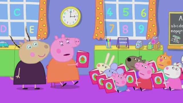 育儿亲子动画:小猪佩奇英语启蒙,猪妈妈教孩子们读书!