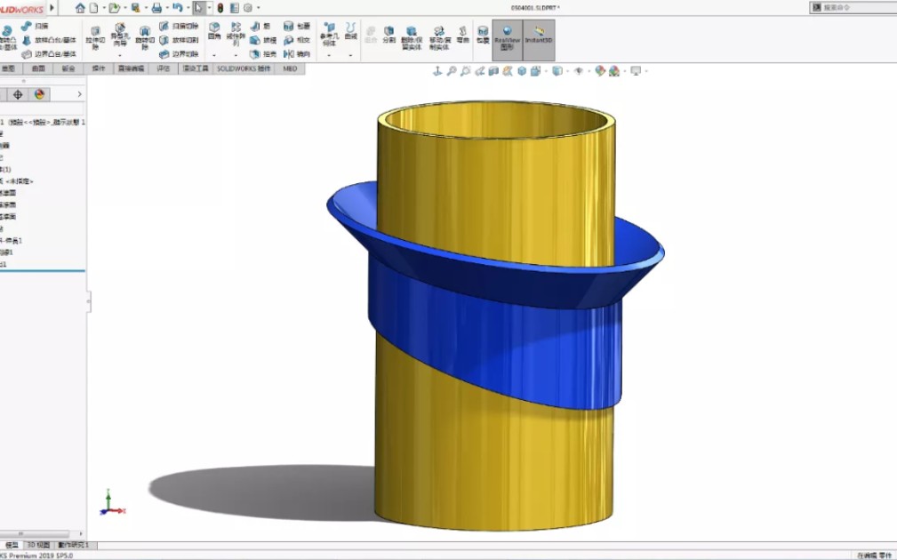 用solidworks扫描一个带夹角的零件
