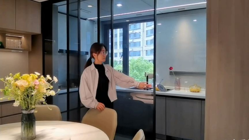 厨房网红四联动隐藏式推拉门