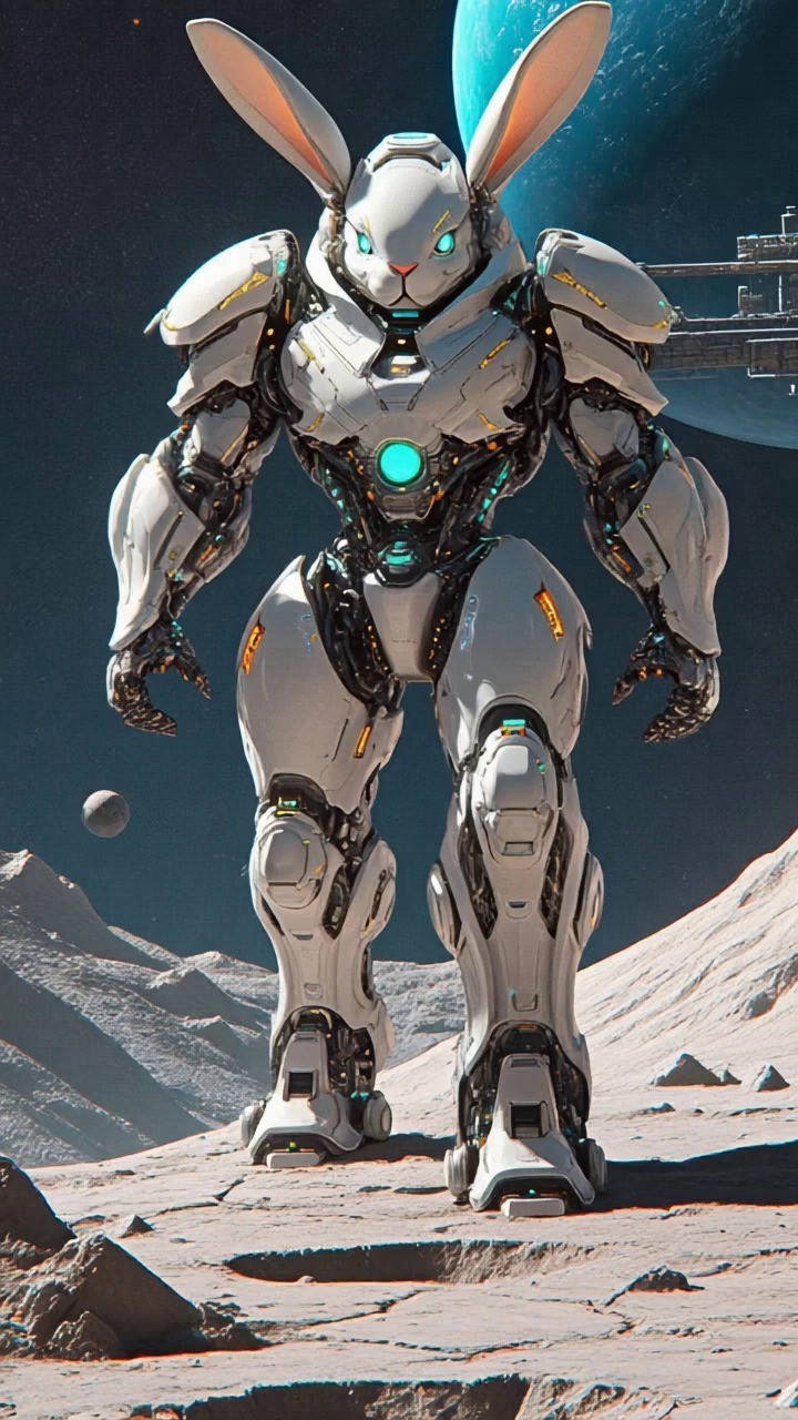 ...流线型装甲设计,蓝色能量光效环绕,精密齿轮传动装置外露,冷色调...