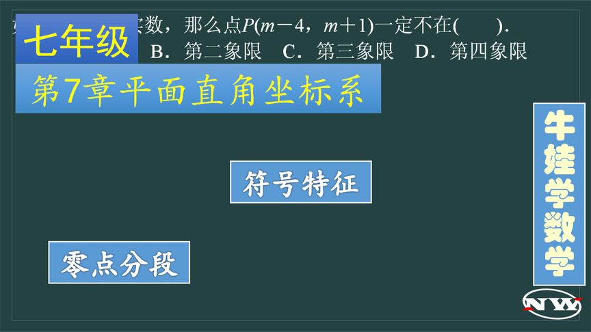初中七年级下平面直角坐标系象限确定坐标符号特征分析已知秒解