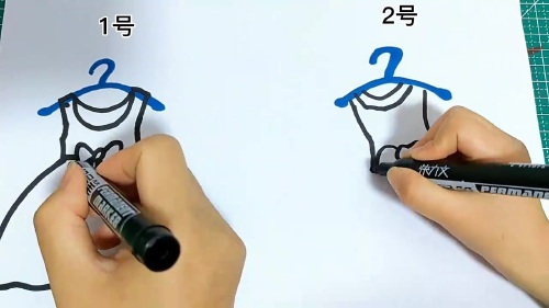 妹妹画的pk我画的裙子,你喜欢几号呢?创意简笔画,画公主裙子