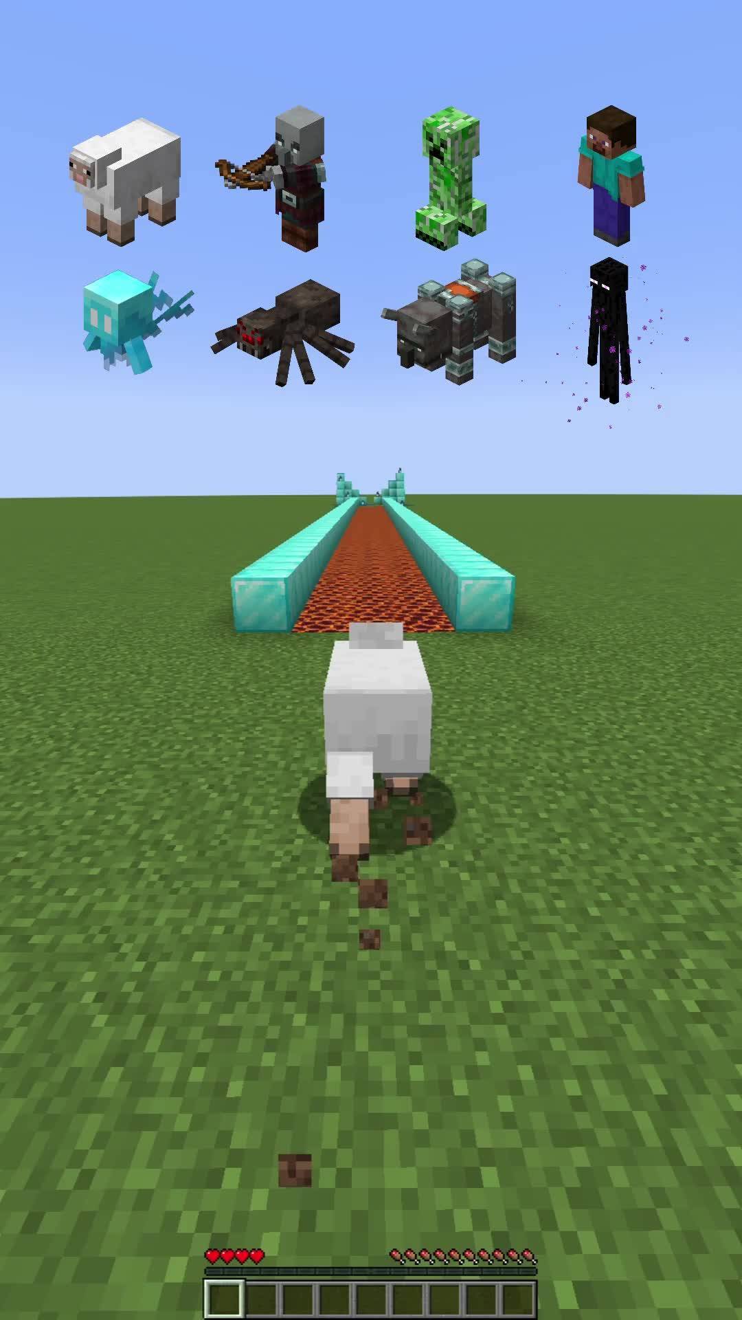 我的世界:哪个怪物能成功走过岩浆之路?