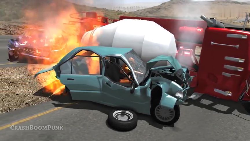 BeamNG模拟汽车车祸碰撞车内视角