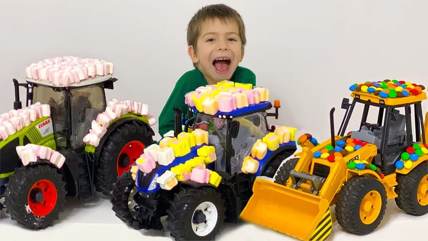 儿童玩具车 工程车动画片大全 儿童动画片 拖拉机 铲车玩具