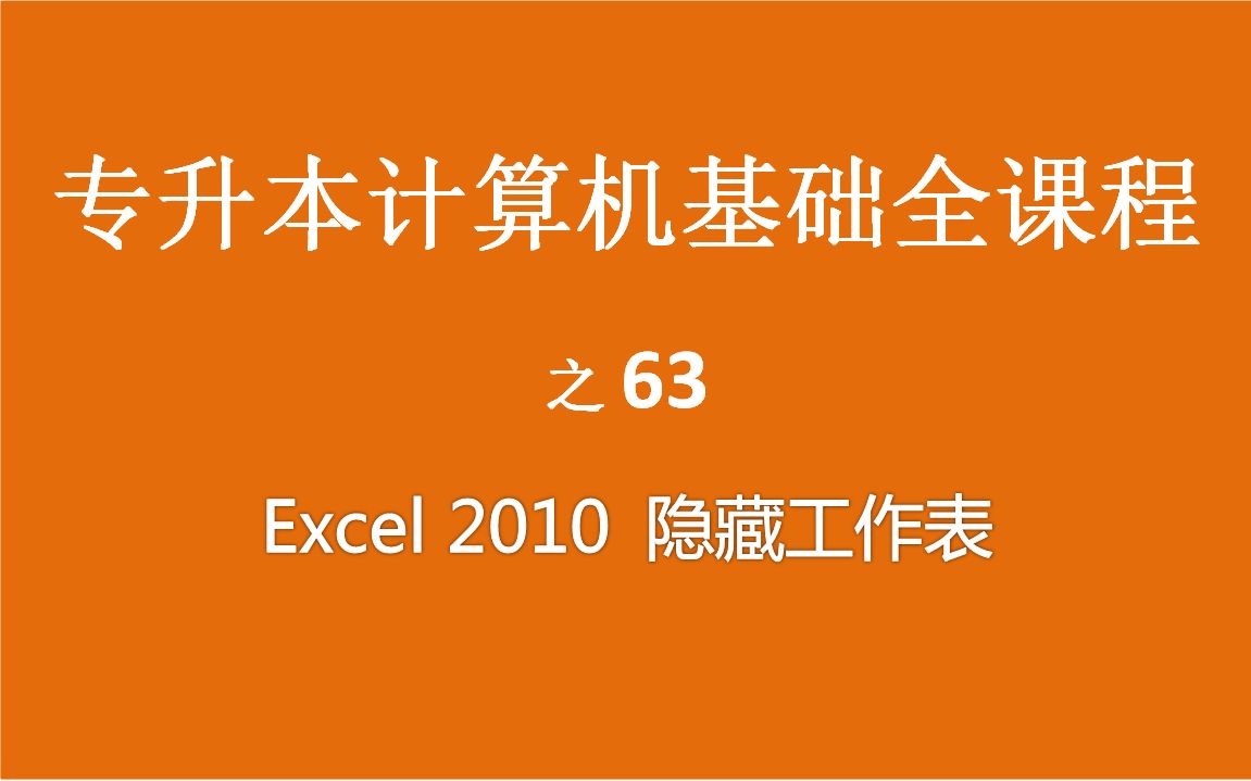专升本计算机基础 63.excel2010-隐藏工作表
