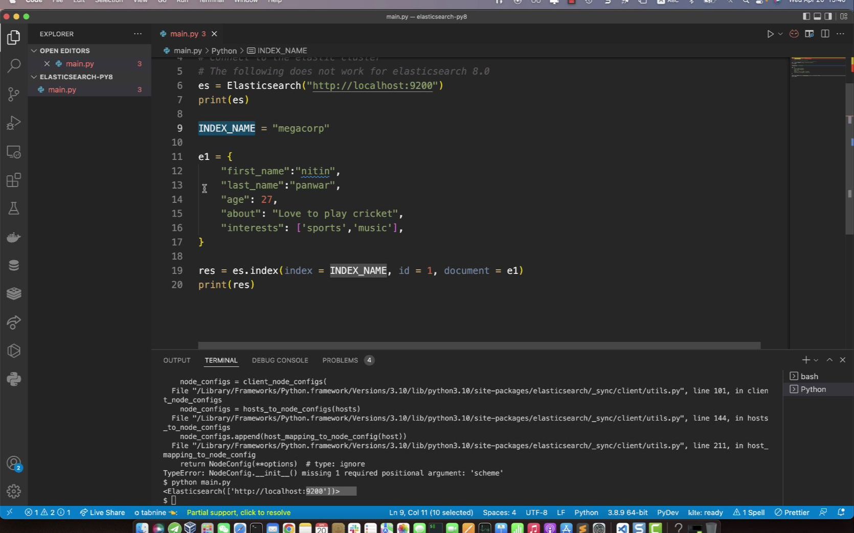 Elasticsearch:使用最新的 python client 8.0 来创建索引并搜索