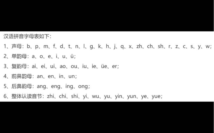 小学汉语拼音字母表