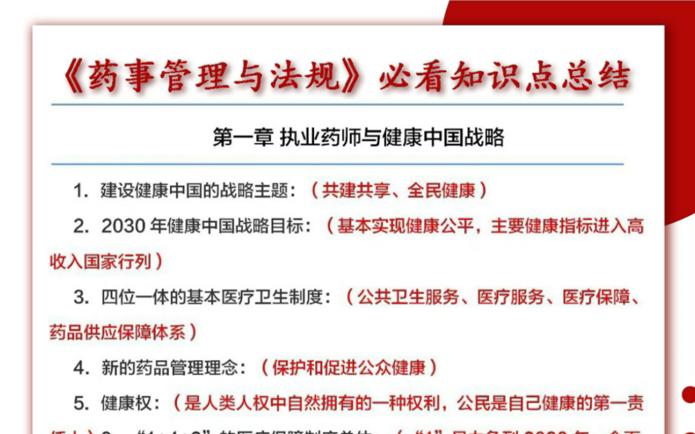 执业药师资格考试《药事管理与法规》必看知识点总结