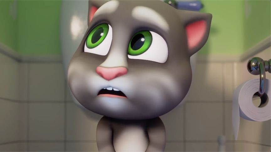 搞笑汤姆猫忽然拉肚子坐马桶,可是小果冻老是来捣乱