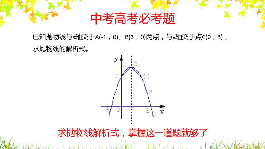 中考高考必考题,求抛物线解析式,掌握这一道题就够了