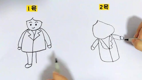 姐姐妹妹比赛画白衣天使简笔画,医生护士简笔画,亲子画儿童画