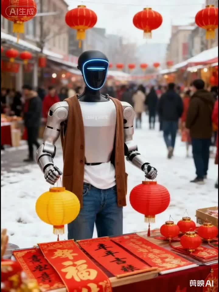 机器人春节摆摊#我的家乡年味浓 #跟着传统年俗过春节 #在民俗里看见...