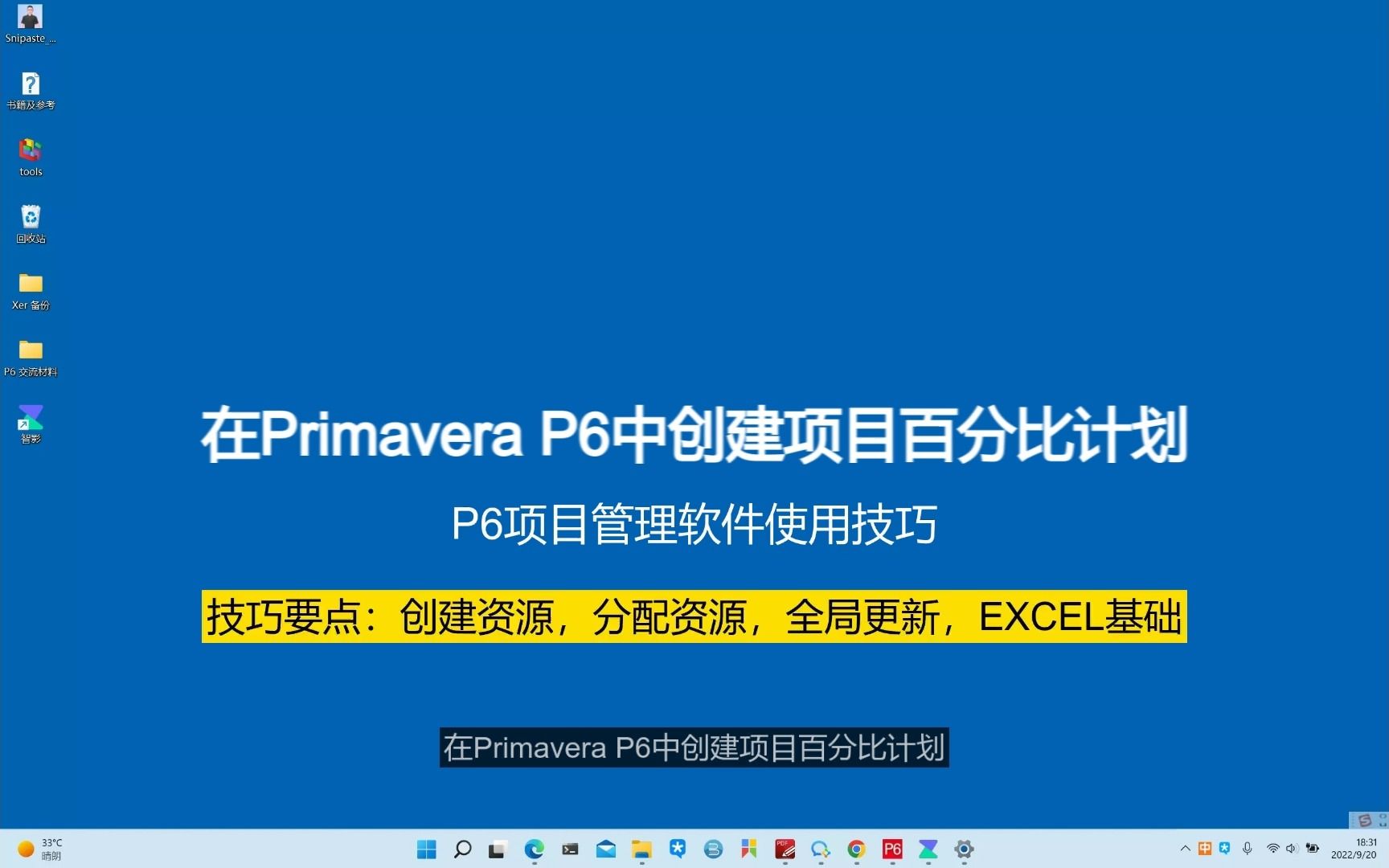 在Primavera P6中为项目创建百分比计划