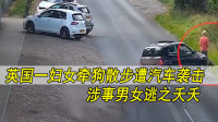 英国一妇女散步时遭一辆汽车撞击被推入灌木丛中,视频录下全过程