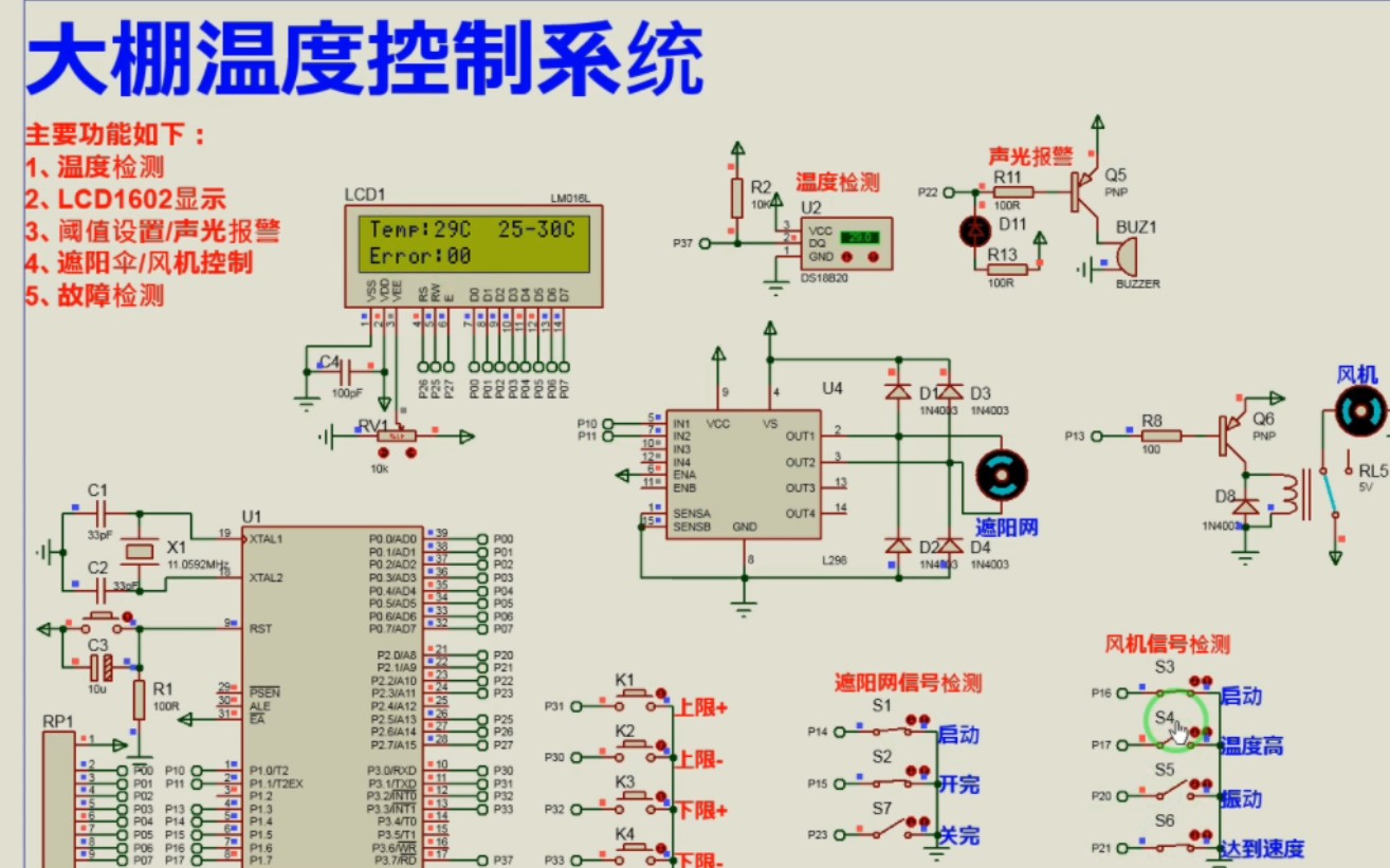 【Proteus仿真】【51单片机】大棚温度控制系统