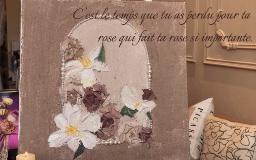 石英砂肌理画原创|复古玫瑰郁金香|绘画过程一边听歌一边画画好治愈...