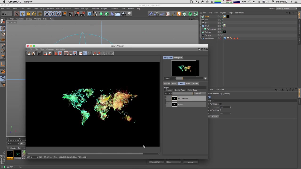 C4D AE科技点线世界地图 World Map Immigration Hud