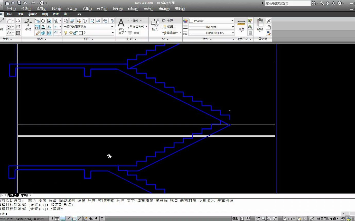CAD-18.1绘制楼梯剖面结构详图