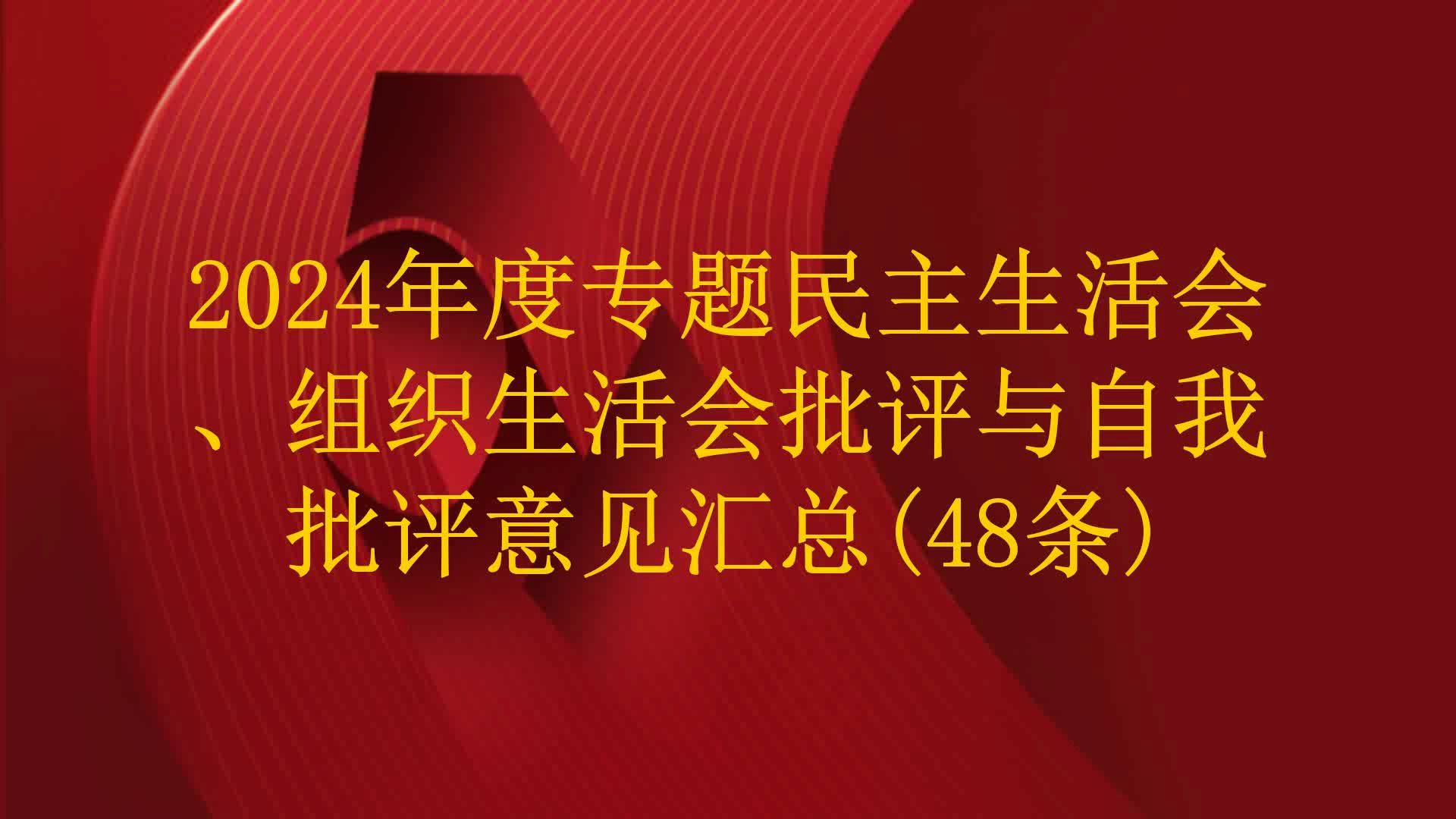 2024年度专题民主生活会、组织生活会批评与自我批评意见汇总(48条)