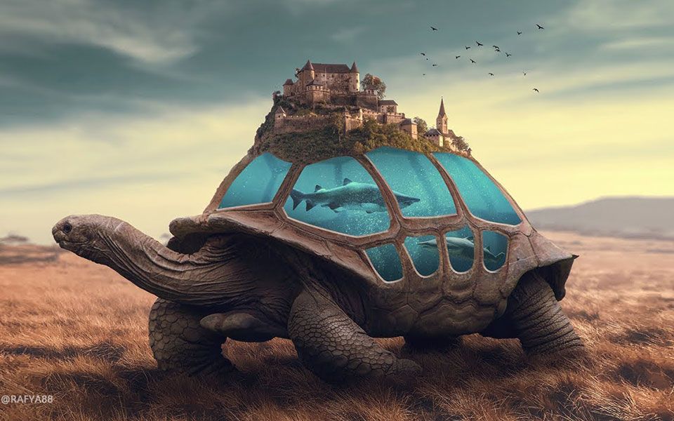 PS合成!乌龟背上的童话世界!(含素材图片下载)