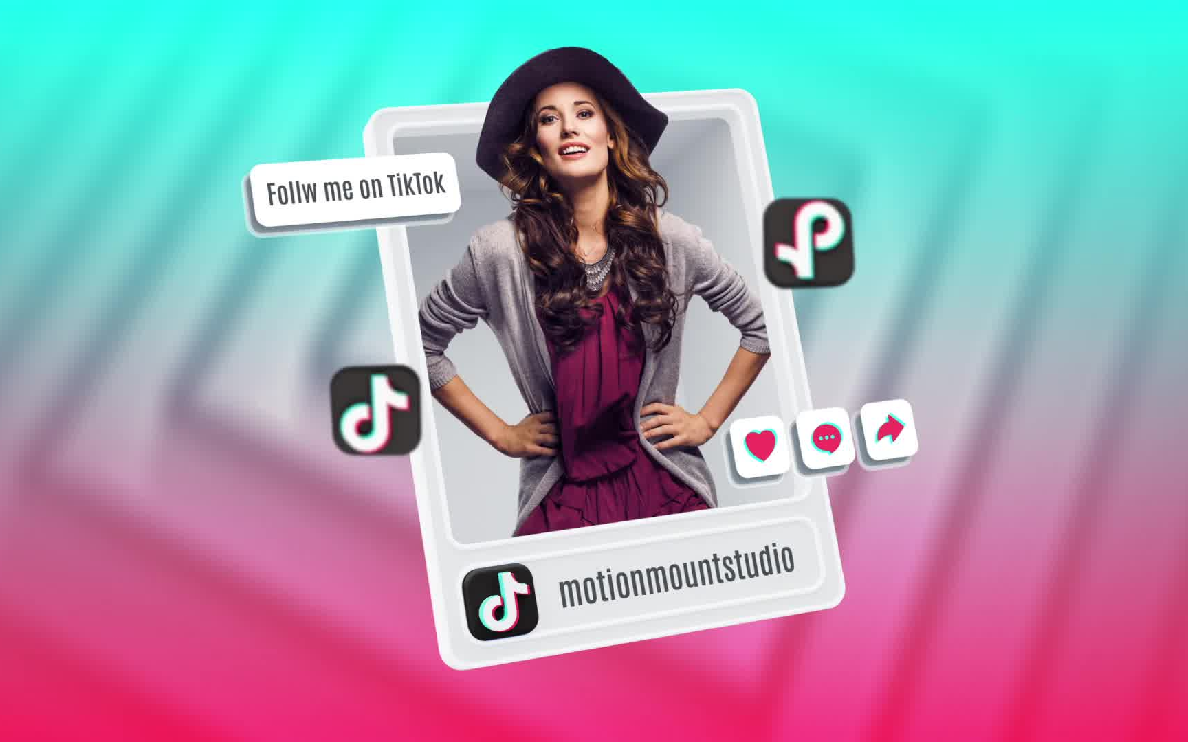 AE横竖模板-抖音TikTok社交媒体简介 个人账号头像主页介绍 只能更改...