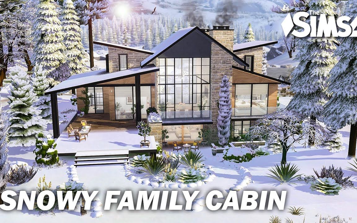 【葡萄吃月饼|搬运】模拟人生4速建 Snowy Family Cabin | No CC | Art...