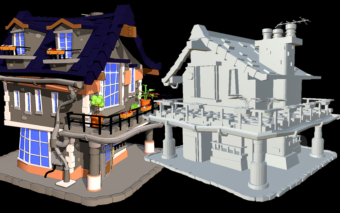 【maya场景建模】漫画风格小屋建模|UV|材质,maya新手建模全流程