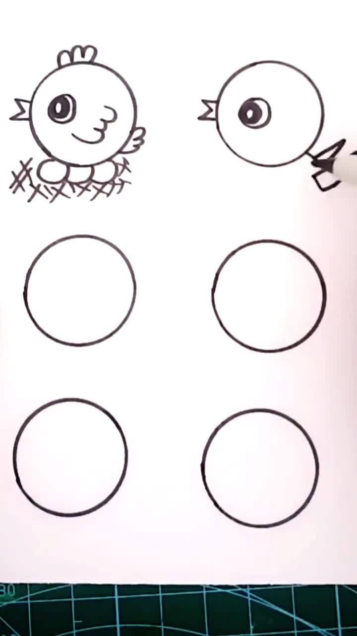 幼儿园简笔画小动物,用圆圈画动物儿童简笔画.