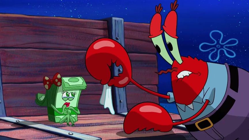 海绵宝宝:蟹老板自我介绍很搞笑,他在半路碰到了个小钱钱