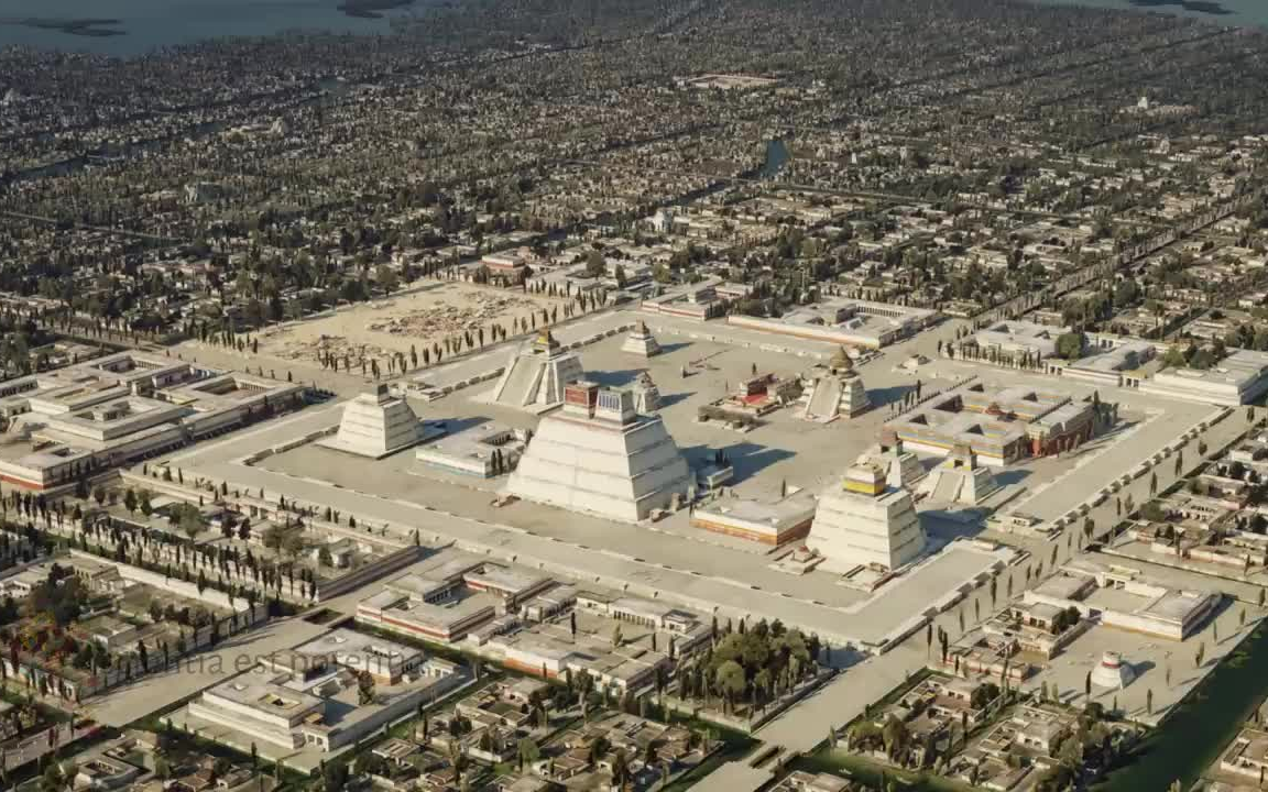 【建筑 3D模型】1518年特诺奇提特兰城复原---墨西哥土著城市最后荣光